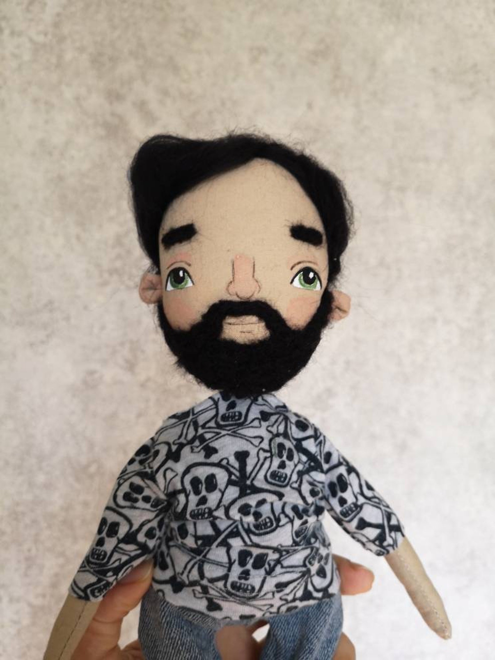 Brunette bearded man dollbarber cloth man doll gift for | Etsy