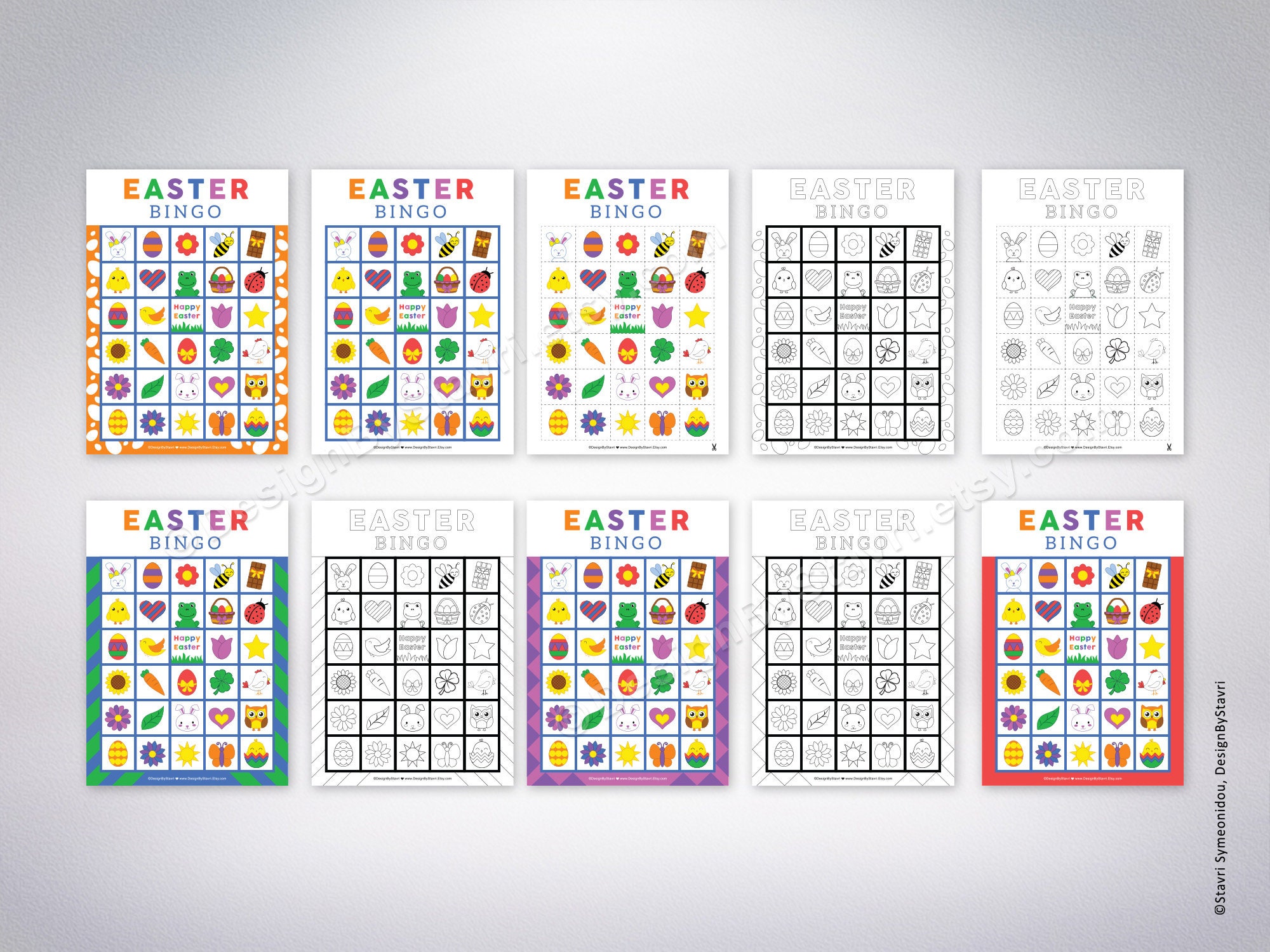 Printable Easter Bingo Cards Coloring Set for Kids Easter - Etsy