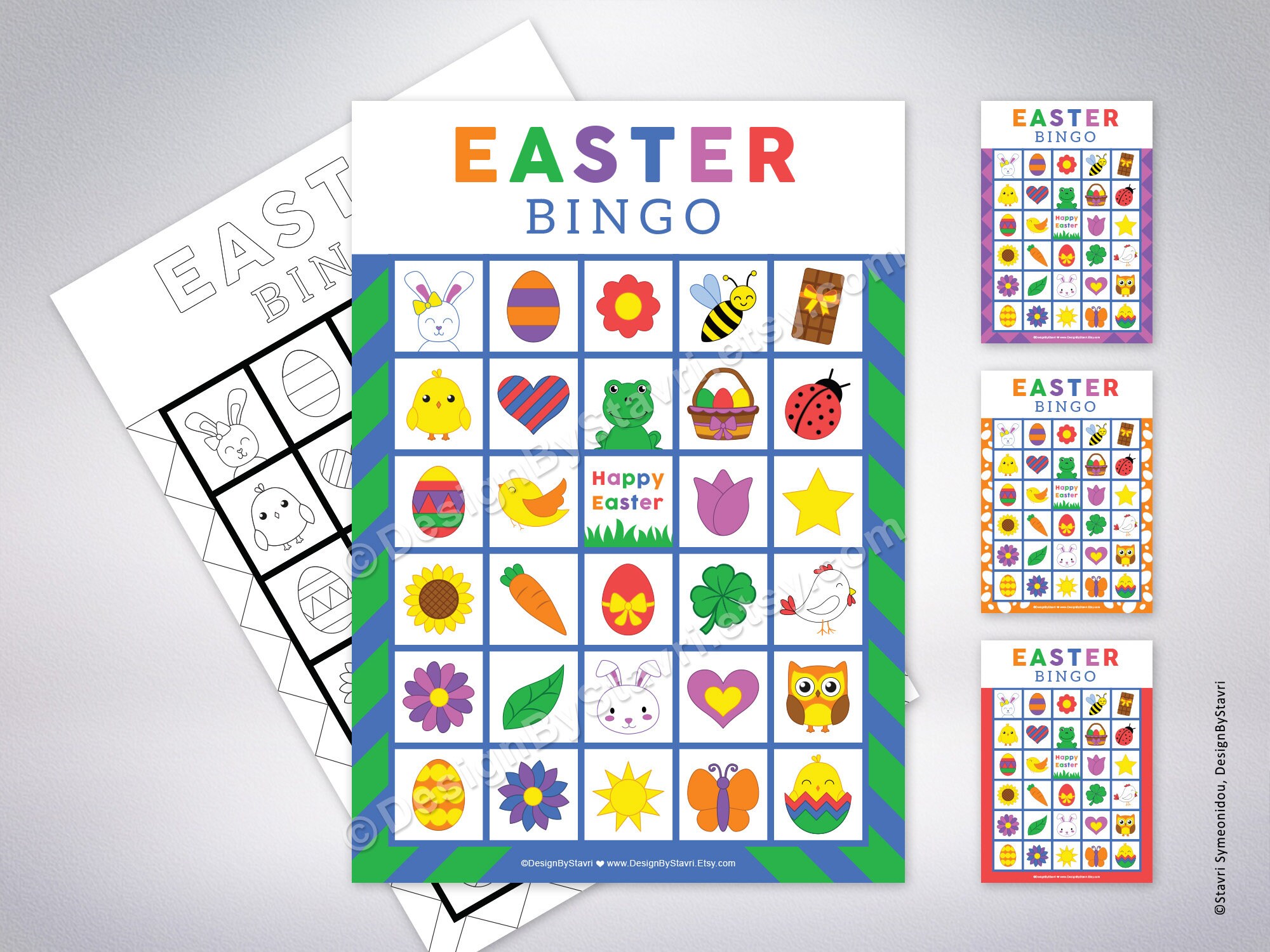 Printable Easter Bingo Cards Coloring Set for Kids Easter - Etsy