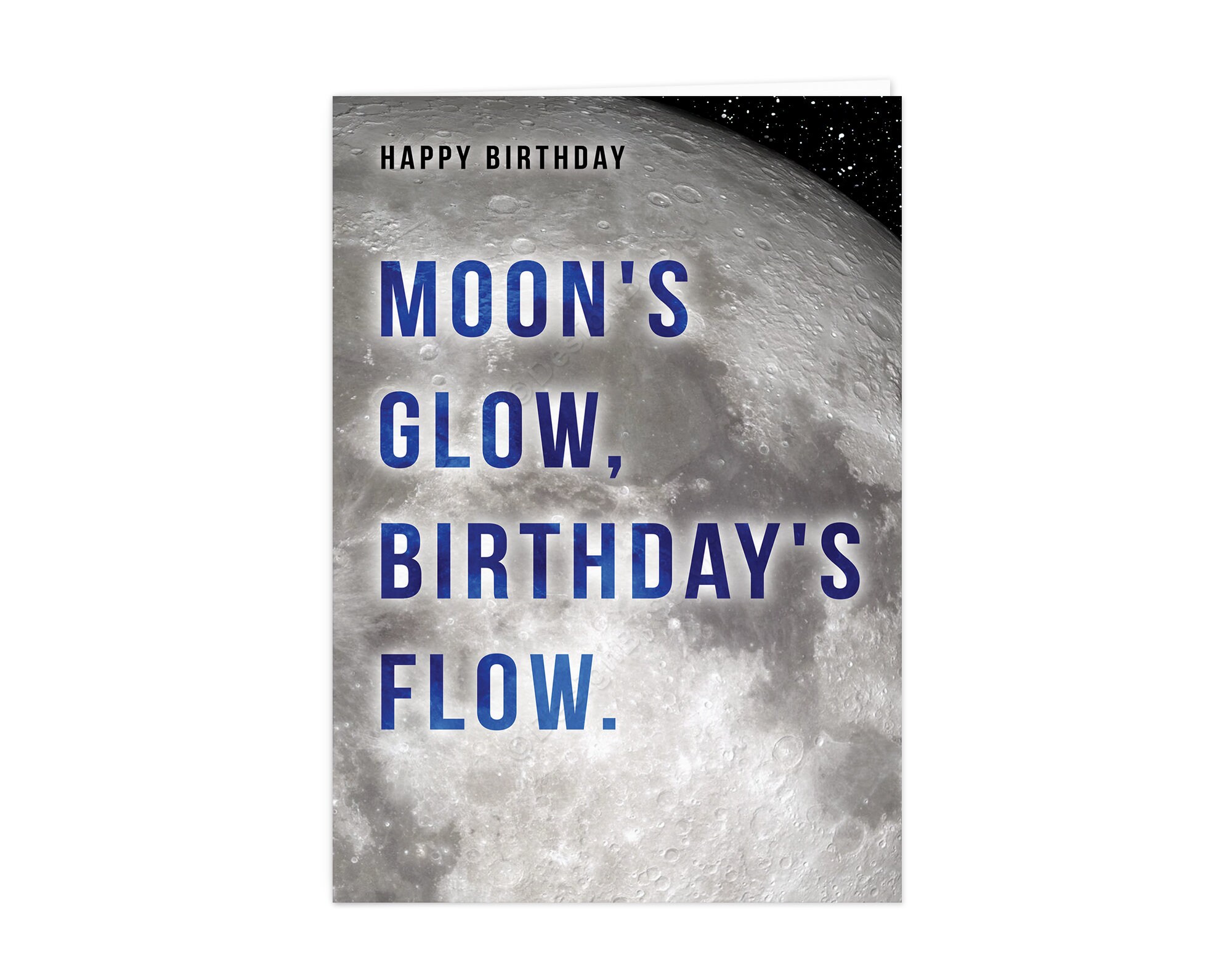 Moon in Space Birthday Card "moon's Glow, Birthday's Flow. Happy ...