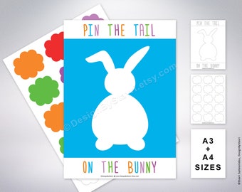 Pin the Tail on the Bunny Game Printable Pin the Tail 1st Birthday ...