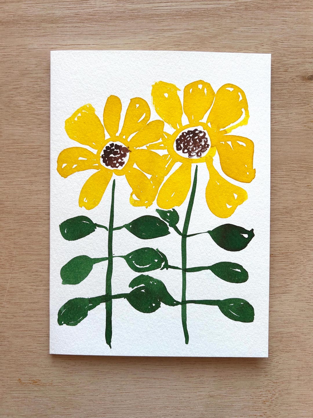 A Hand Painted Easter Card. Happy Dancing Yellow Sunflowers - Etsy