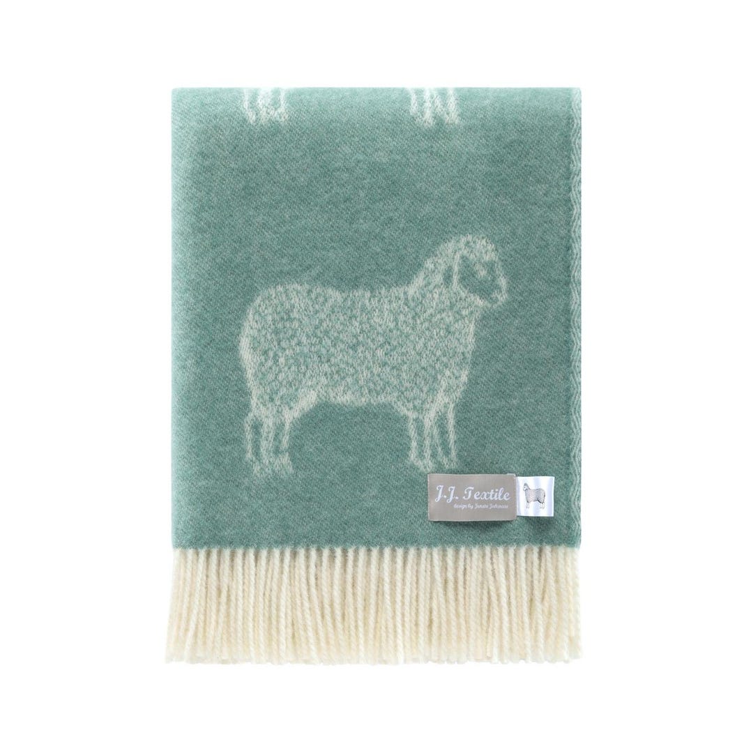 Teal Sheep Wool Throw | Sea Green Woven Blanket Made From Pure Wool ...