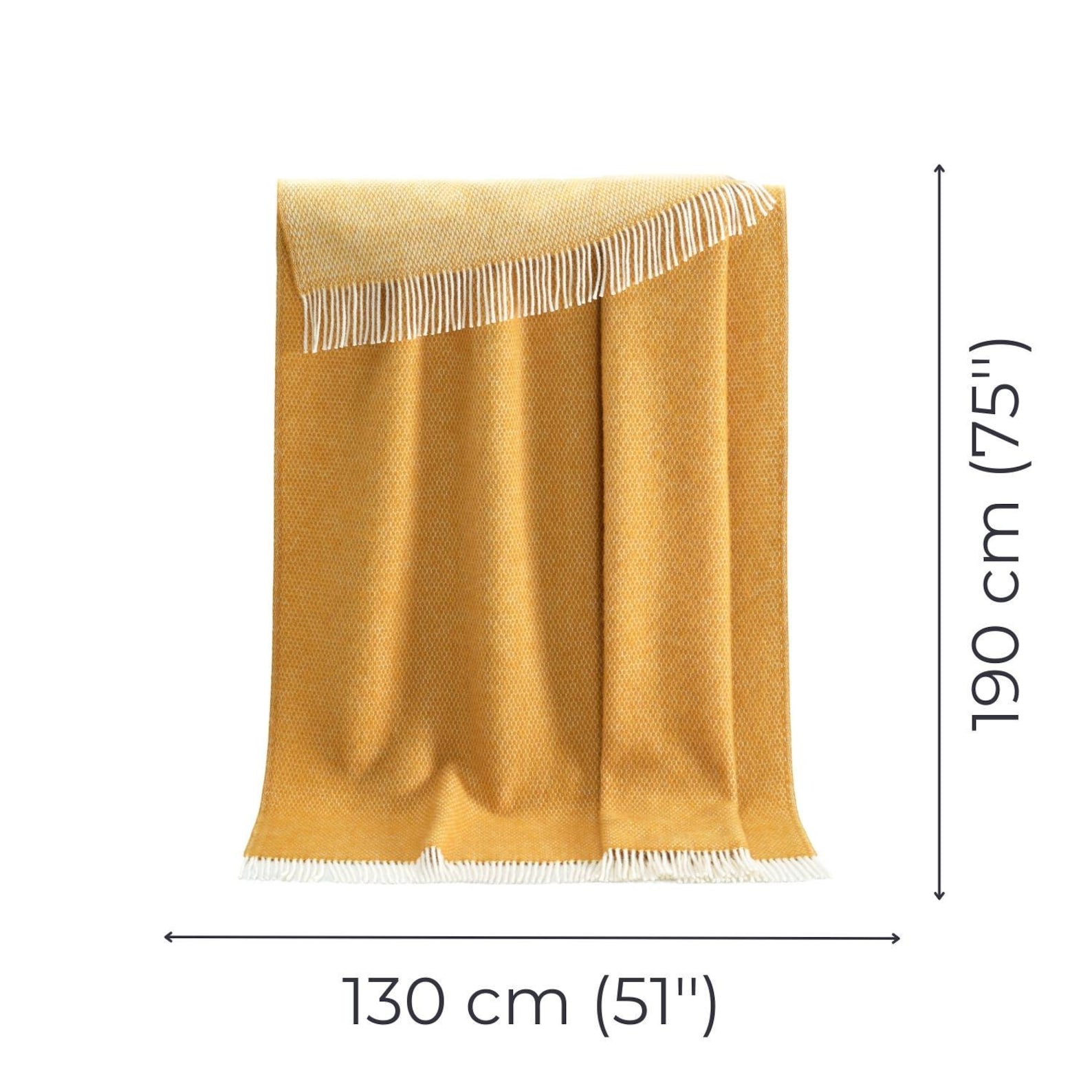 Yellow Honeycomb Pattern Wool Throw | Woven Blanket Made From Pure Wool ...