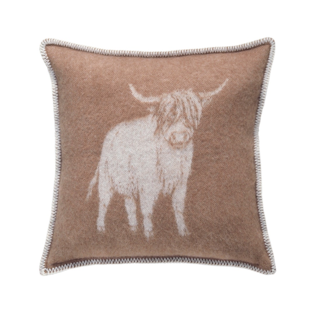 Brown Highland Cow Cushion Cover Made From Real Wool - Etsy UK