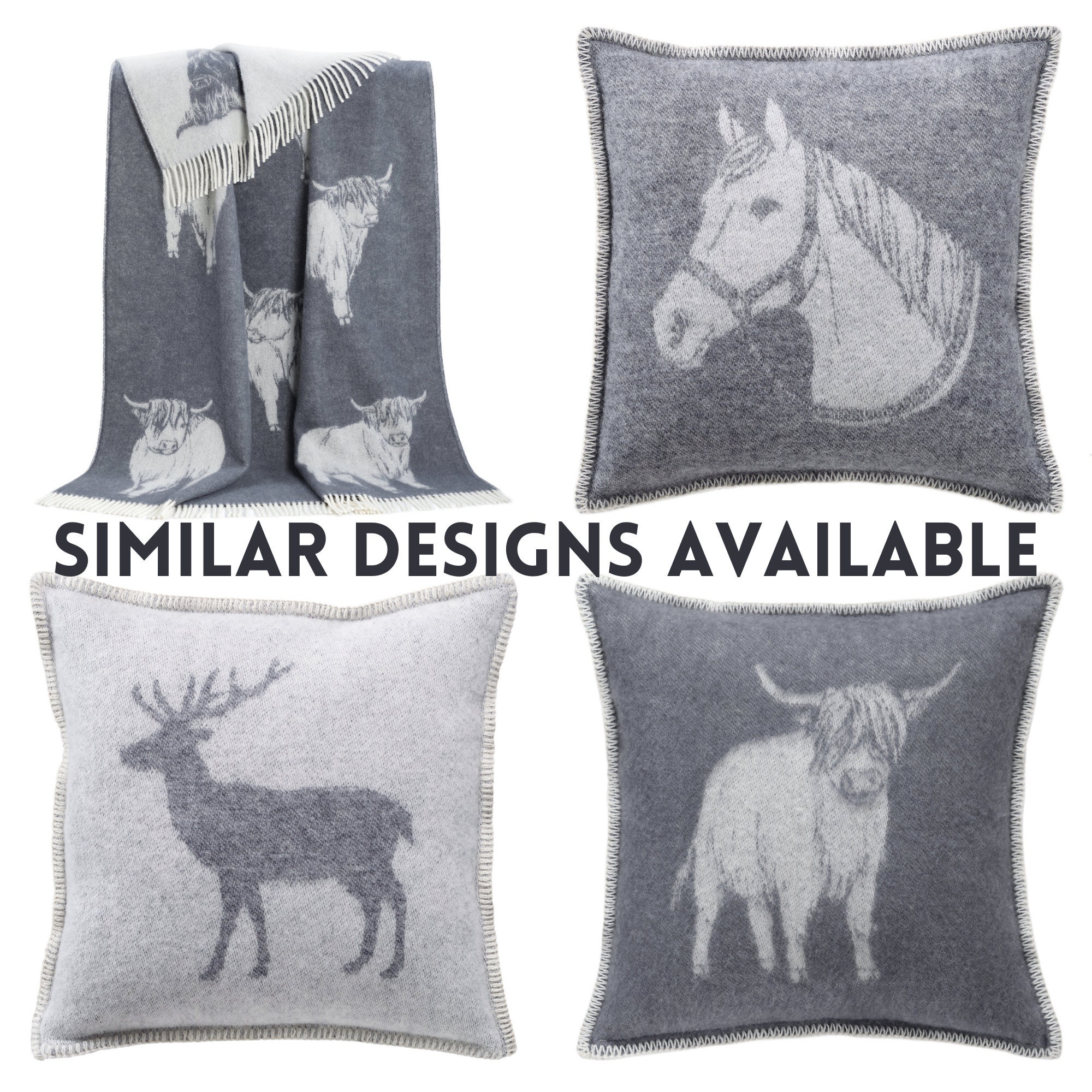 Brown Highland Cow Cushion Cover Made From Real Wool | Etsy UK