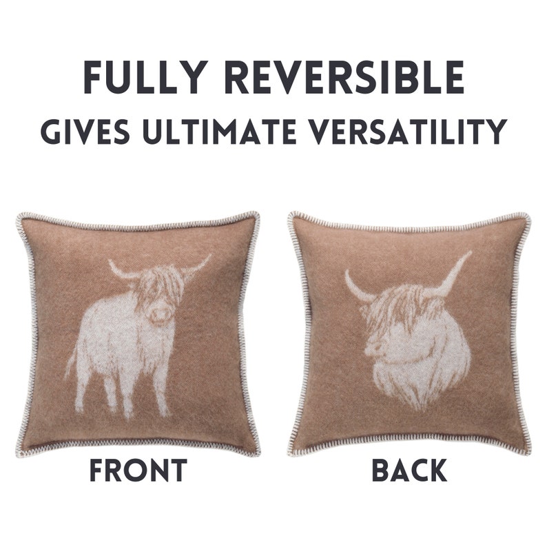Brown Highland Cow Cushion Cover Made From Real Wool - Etsy UK