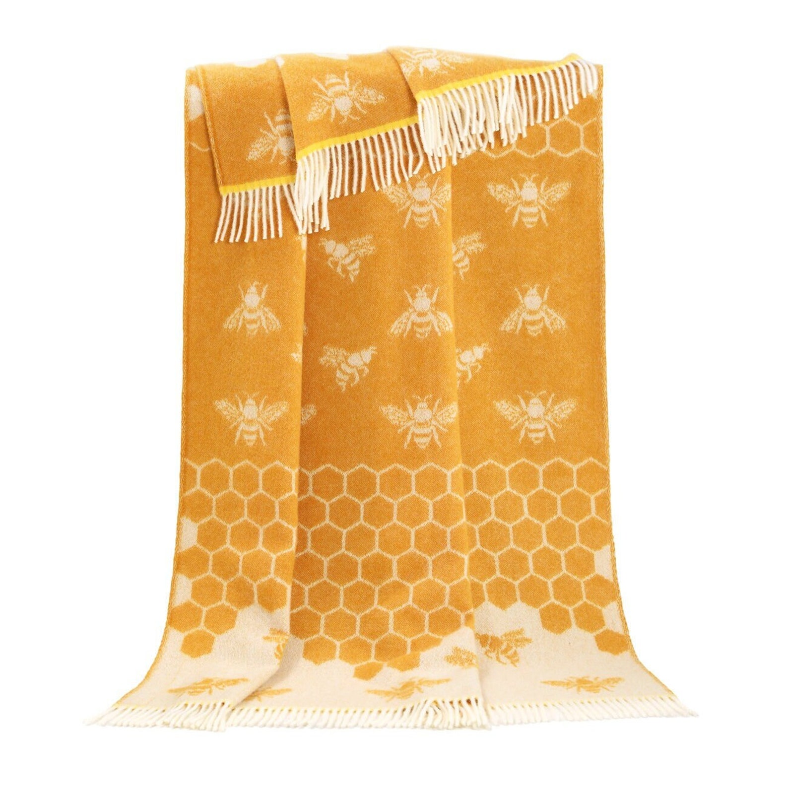 Mustard Yellow Bee Pure Wool Throw Bee and Honey Design - Etsy