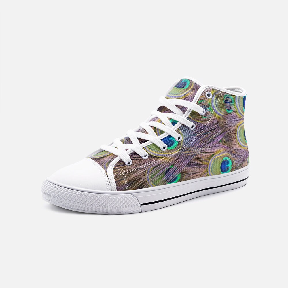 Peacock Feather Shoes Nature Art Outfits Men's Unisex High Top Sneakers ...