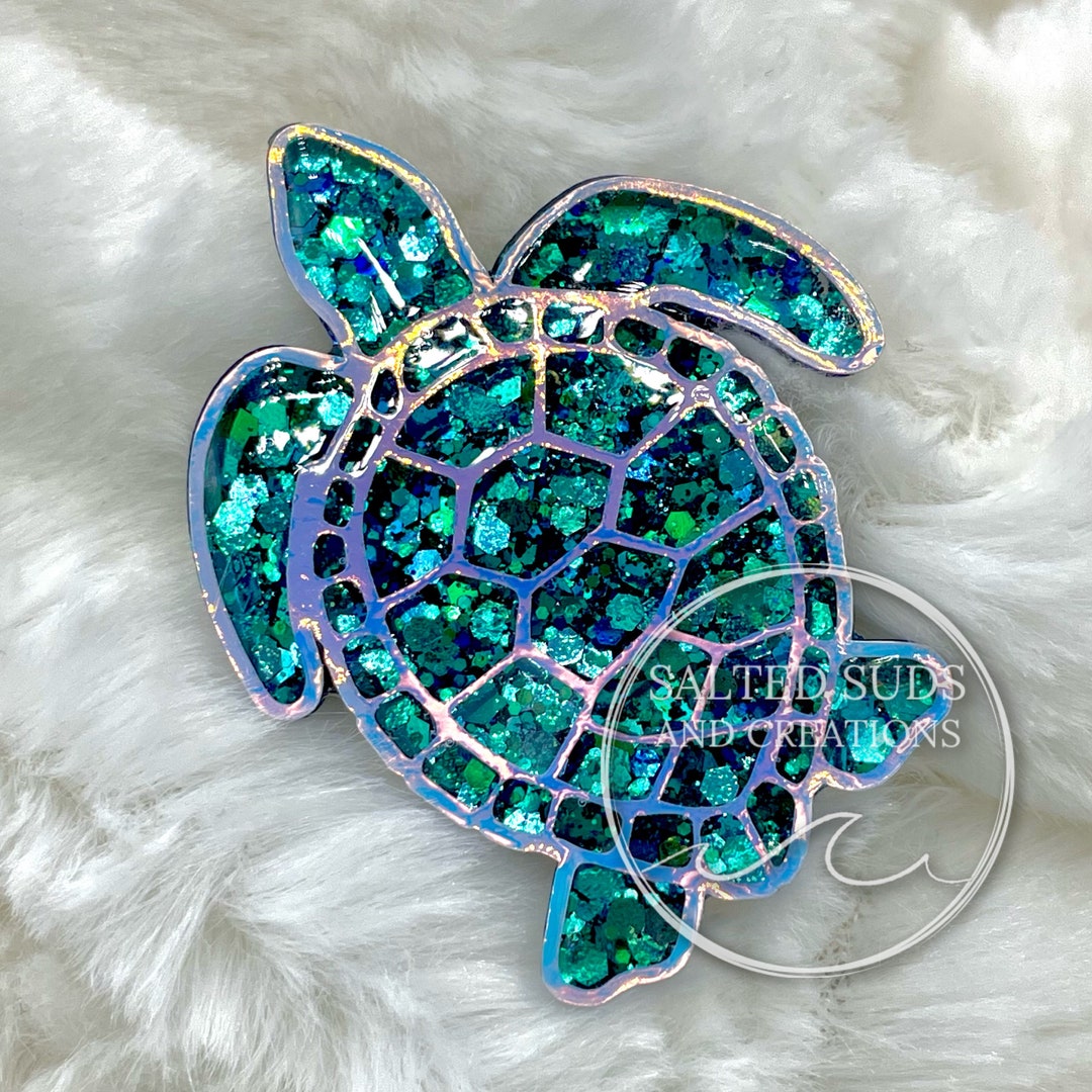 Custom Glitter Turtle Retractable Badge Reel, Glitter Turtle Badge Reel ...