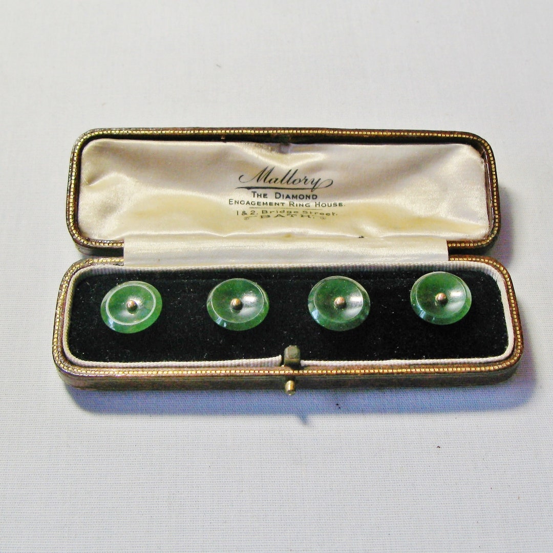 Edwardian Boxed Set of Four Jade Green Quartz Shank Buttons - Etsy