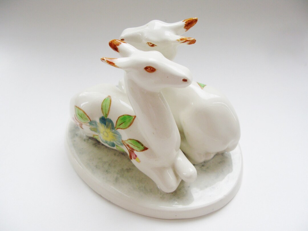 Goldscheider Myott Figurine of Two Deer, Art Deco Gazelle Figures Hand ...