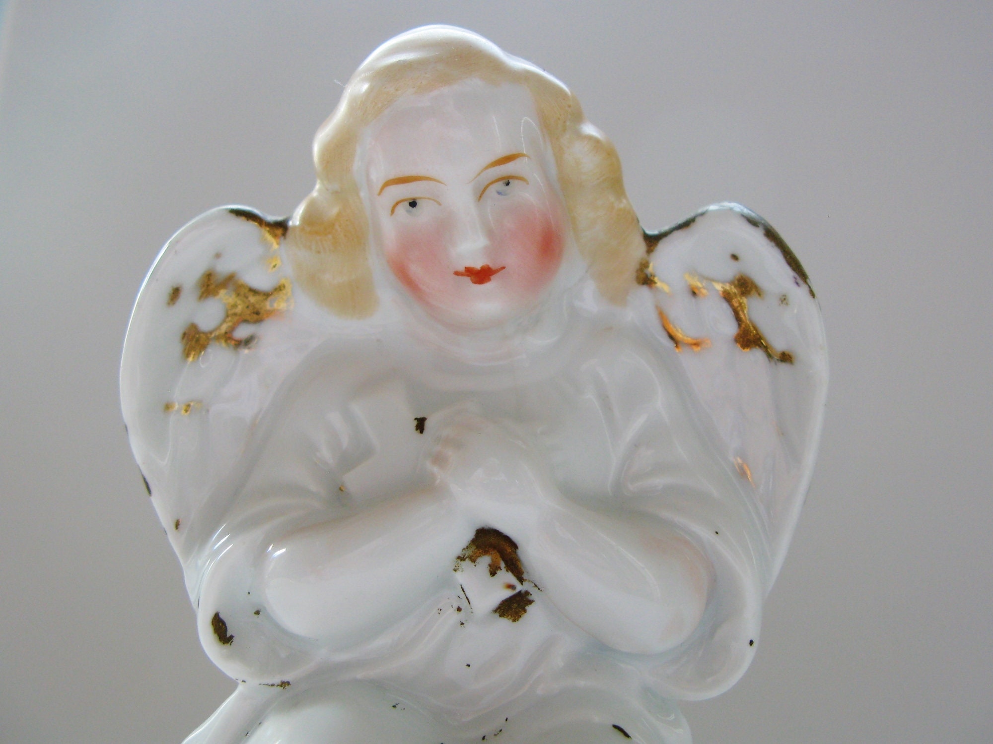 Antique Porcelain Angel With Cross Figurine - Etsy