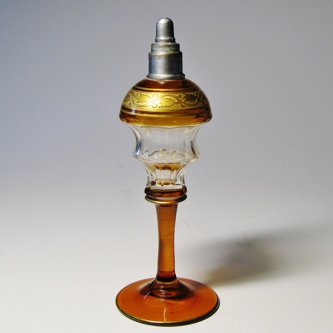 Vintage Perfume Bottle Base, Clear & Rich Amber Colour With Two Tone ...