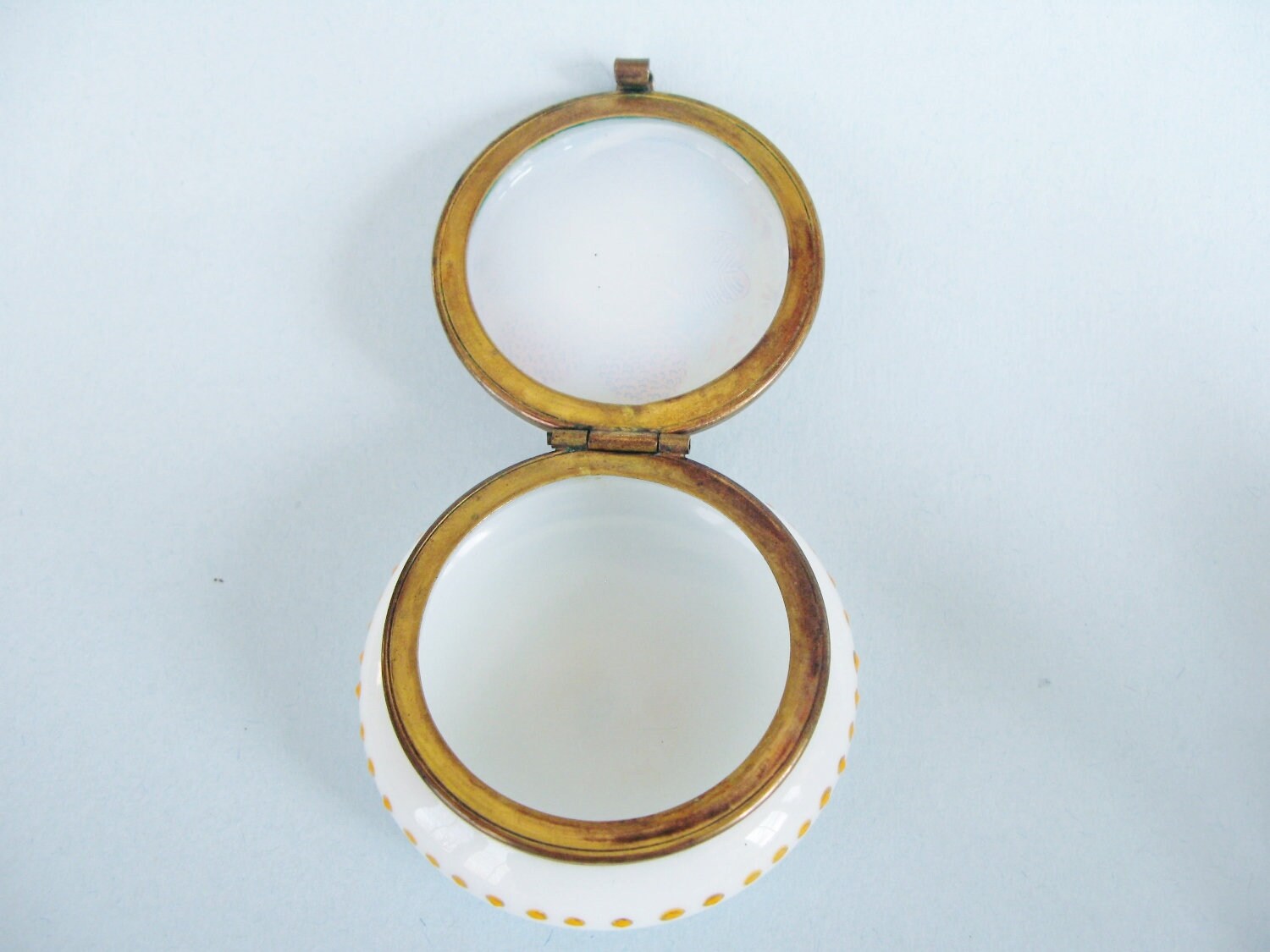 Antique Patch Box Enamelled Milk Glass Brass Dresser Jar | Etsy