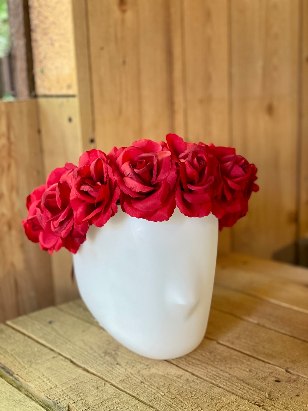 Red Roses Flower Crown, Mid Sized Red Rose Flower Wreath - Etsy
