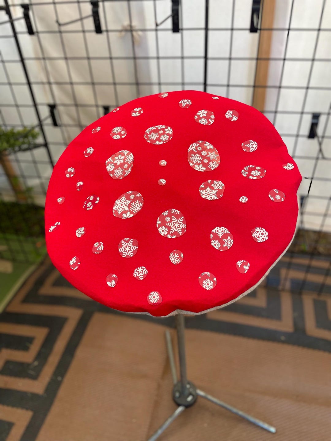 Red Mushroom Hat With Snowflake Spots - Etsy