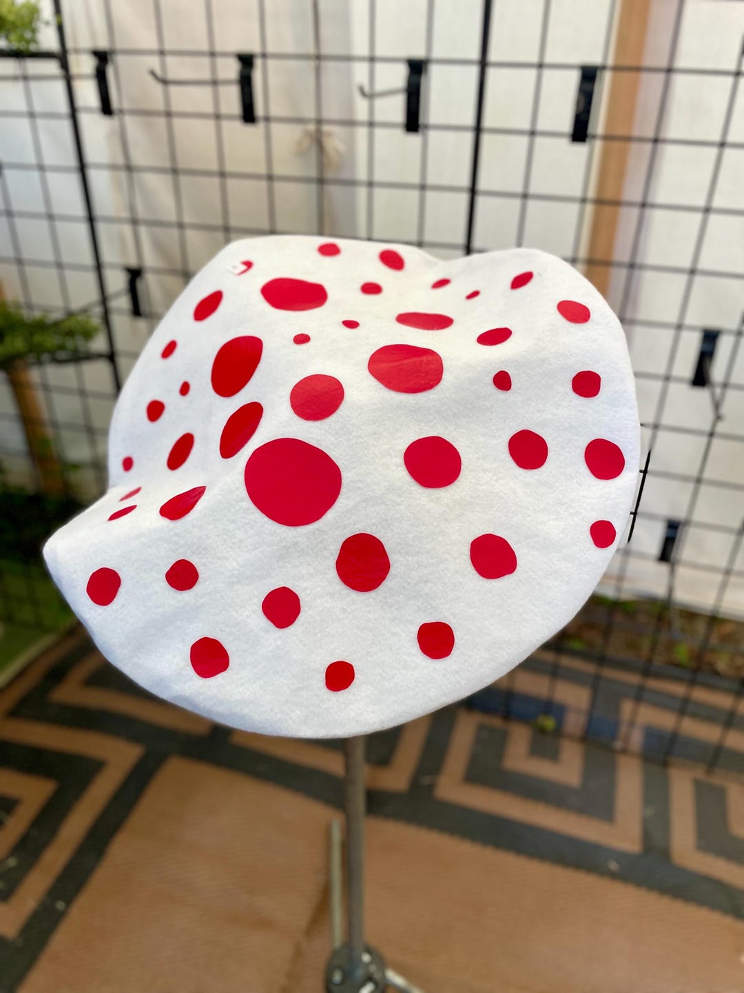 White Mushroom Hat With Red Spots - Etsy