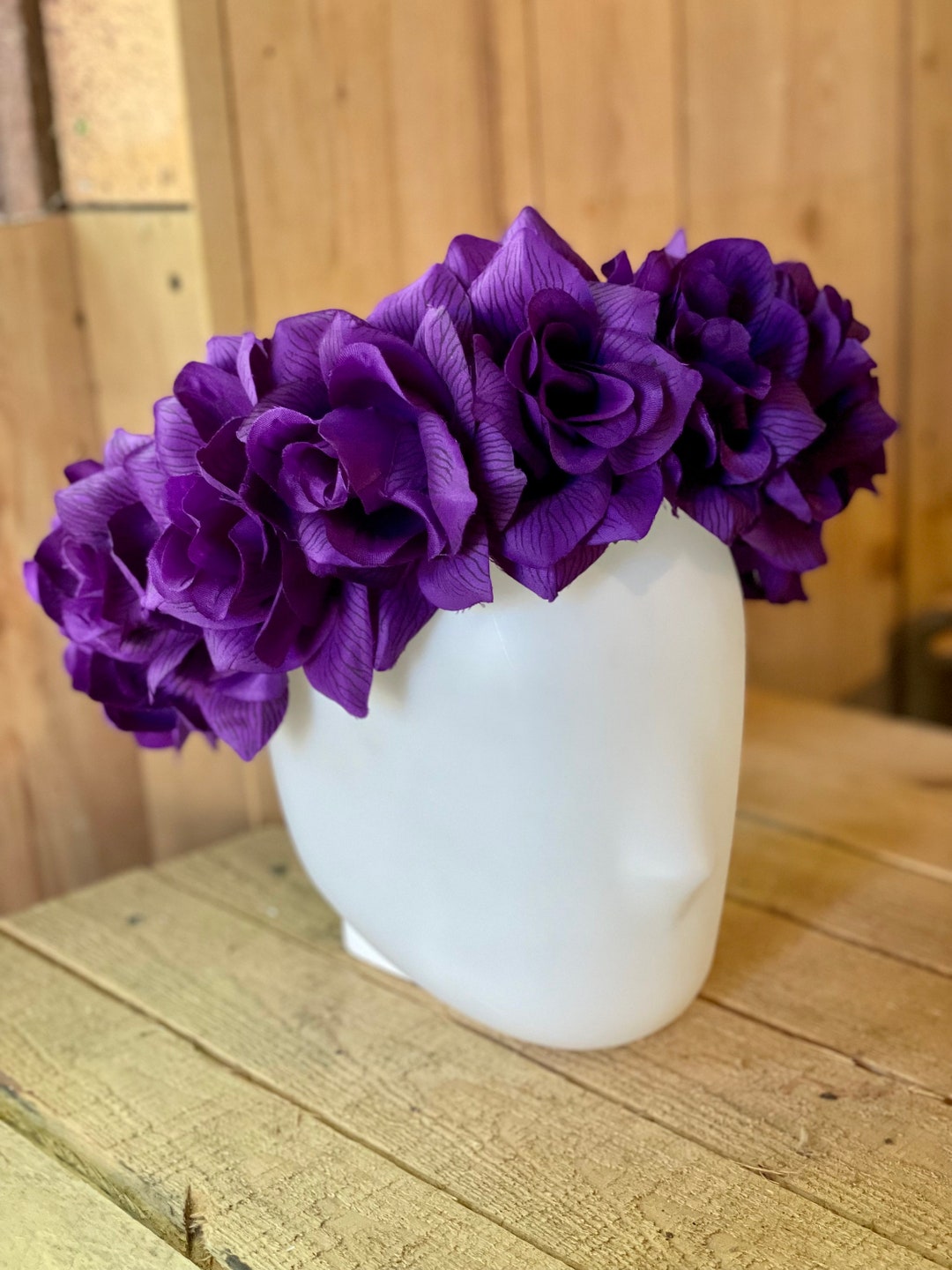 Large Purple Roses Flower Crown, Purple Floral Garland - Etsy