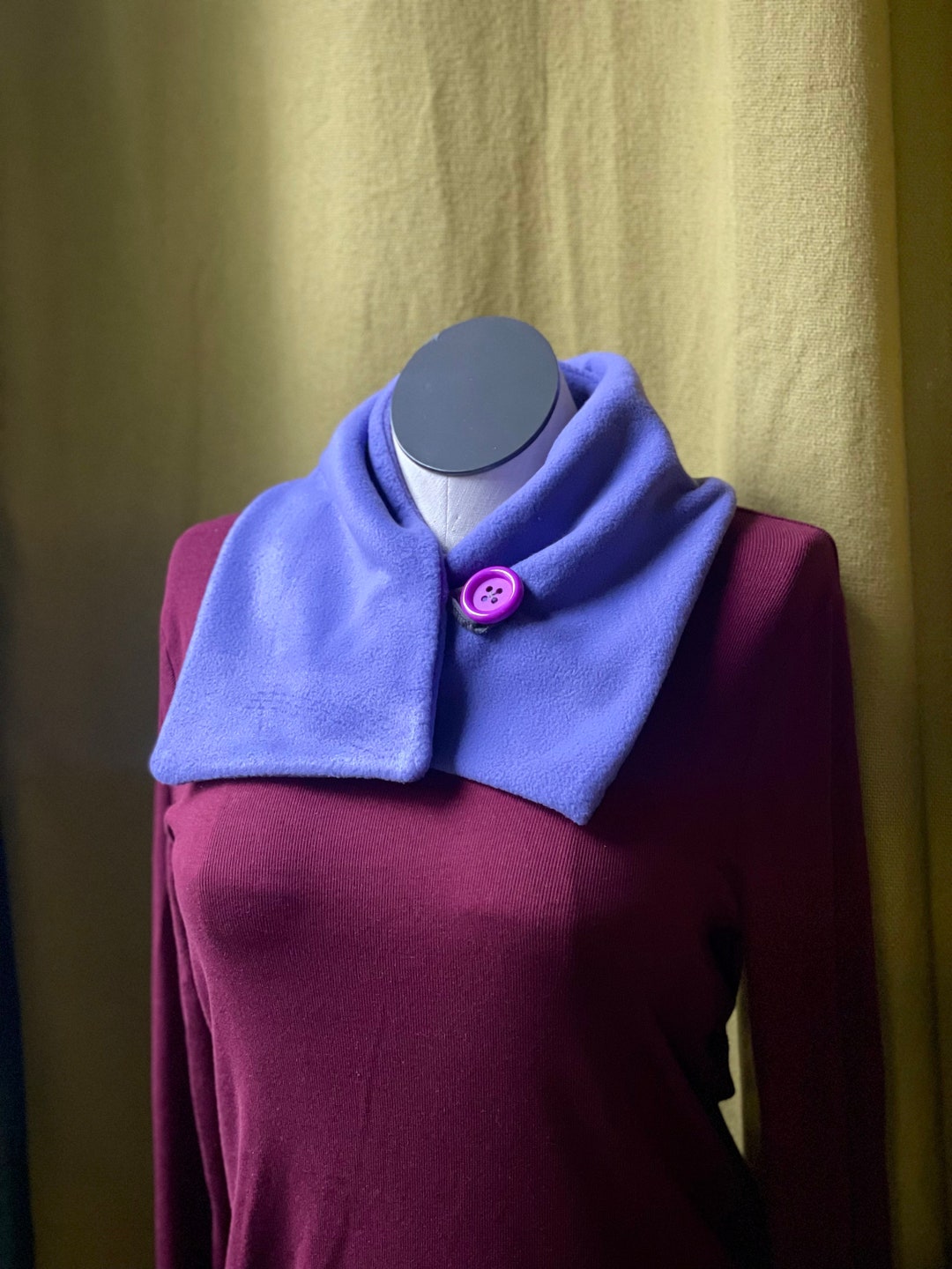 Purple Scarf, Wrap Neck Scarf With Button and Loop - Etsy