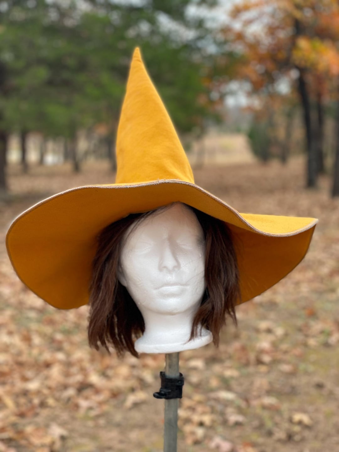 Dark Gold Felt Witch Hat, Mustard Yellow Wizard Hat, Pointed Hat for ...