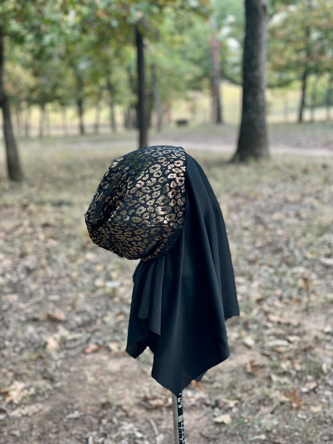Super Soft and Thick Black and Gold Cheetah Print Slouch Beanie ...
