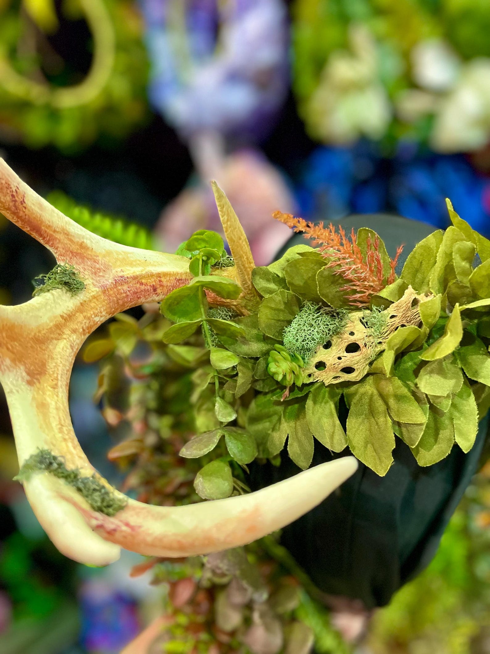 Druid Antlers and Greenery Crown, Swamp Creature, Cryptid Style Crown ...