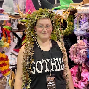 Druid Antlers and Greenery Crown, Swamp Creature, Cryptid Style Crown ...