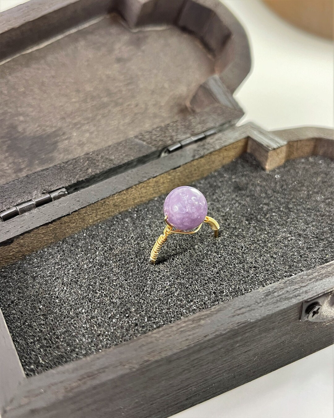 Dark Pink Lepidolite Wire Wrapped Ring, Lepidolite Jewelry - Etsy