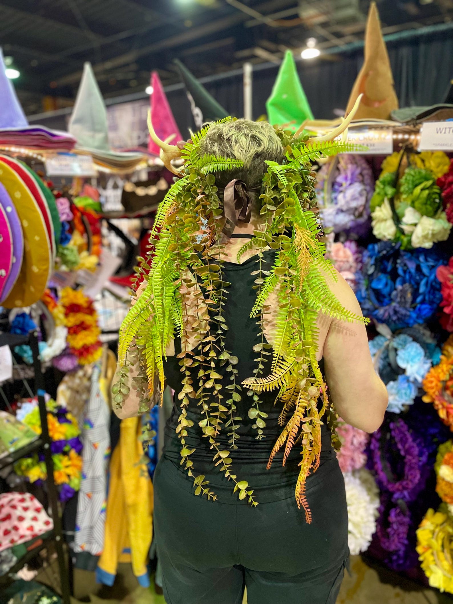 Druid Antlers and Greenery Crown, Swamp Creature, Cryptid Style Crown ...