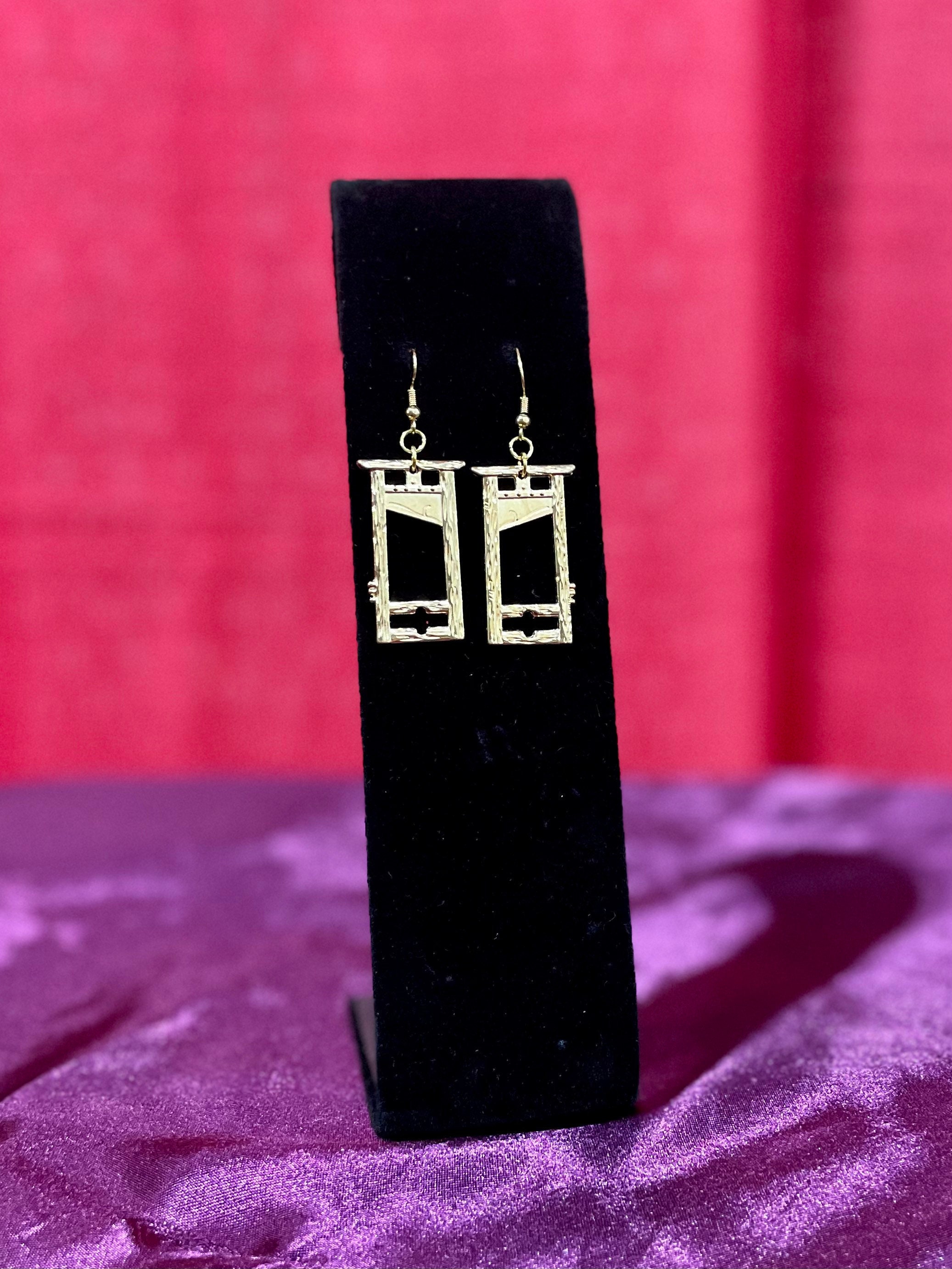 Guillotine Earrings, Black Guillotine Metal Earrings, Spooky Earrings ...
