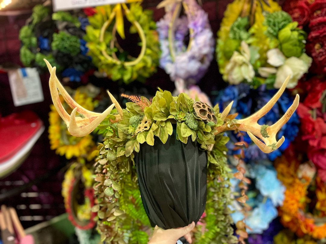 Druid Antlers and Greenery Crown, Swamp Creature, Cryptid Style Crown ...