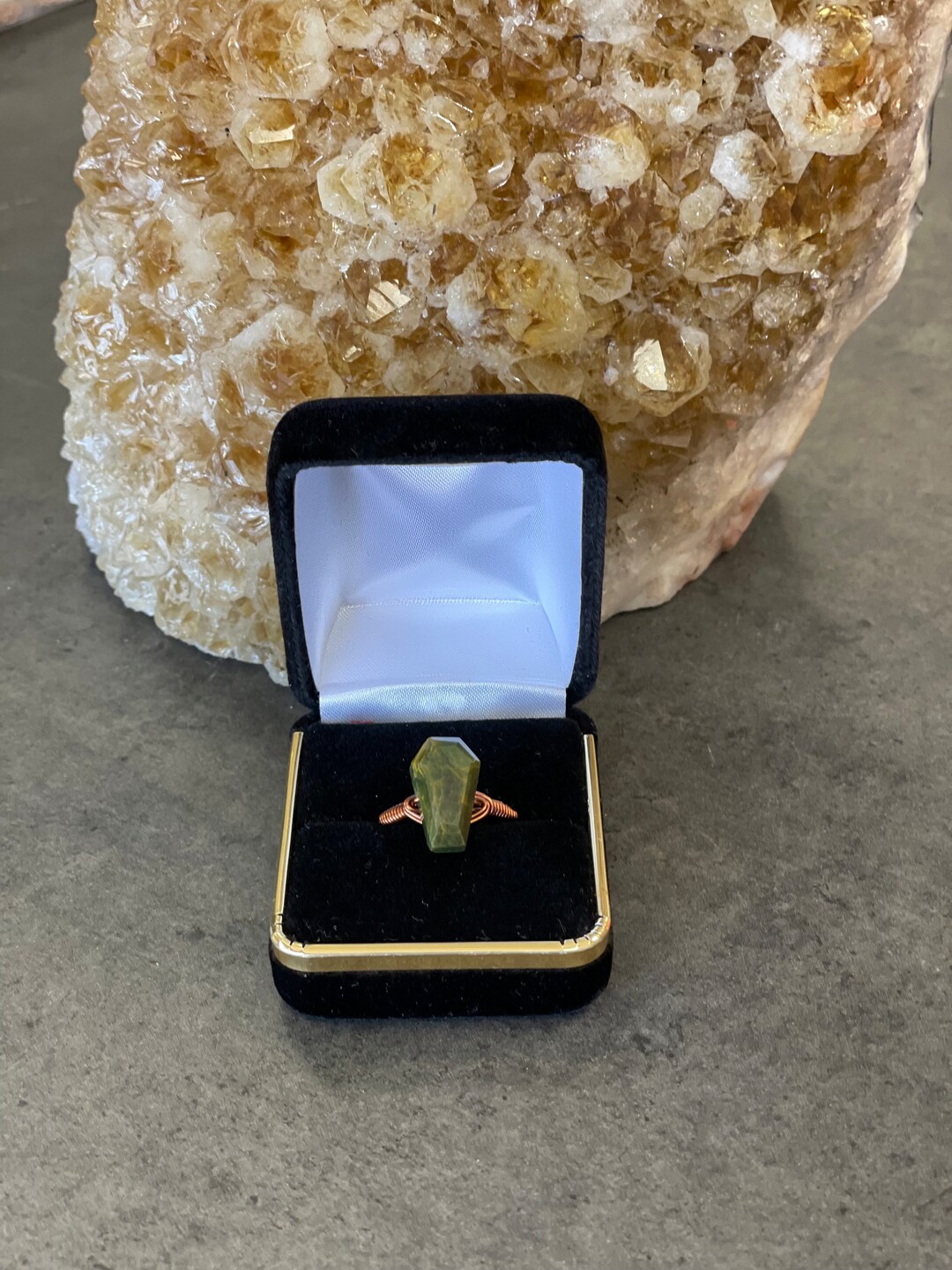 Ocean Jasper Coffin Wire Wrapped Ring, Ocean Jasper Jewelry, Coffin ...
