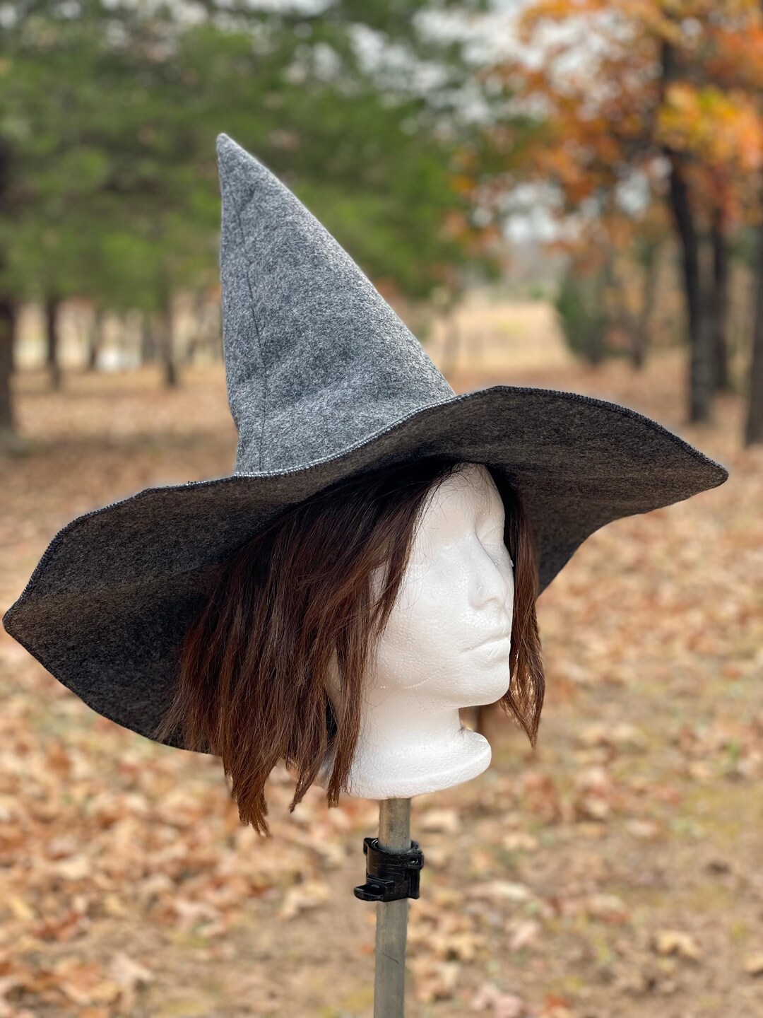 Charcoal Grey Felt Witch Hat, Gray Wizard Hat, Pointed Hat for Dnd - Etsy
