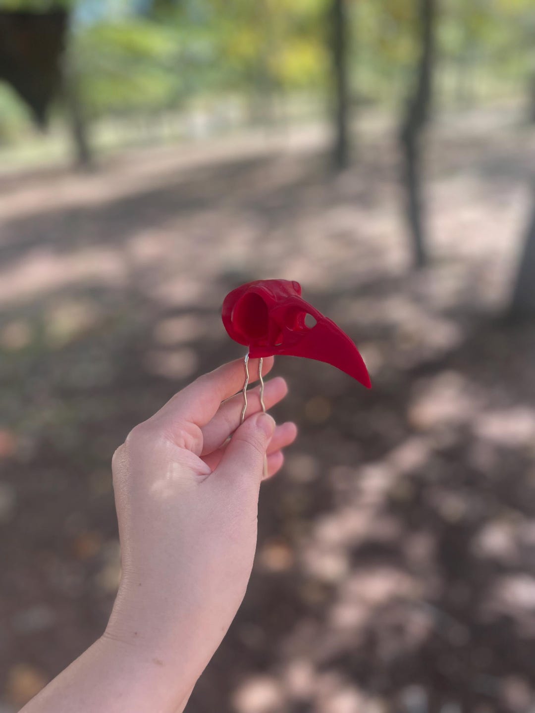 Red Raven Skull Hair Pick, 3D Printed Red Raven Hair Stick - Etsy