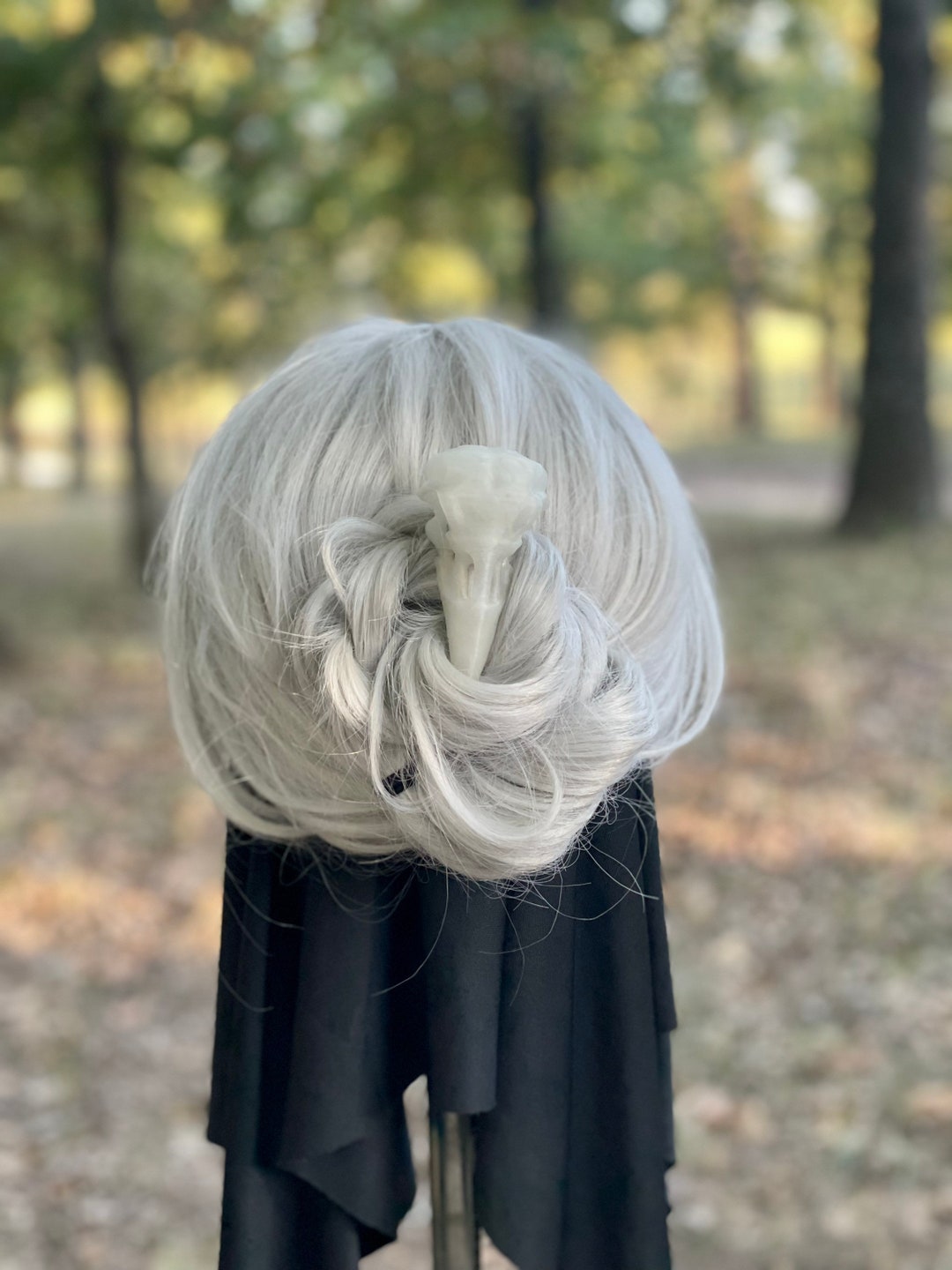 Glow in the Dark blue Raven Skull Hair Pick, 3D Printed Glow Raven Hair ...