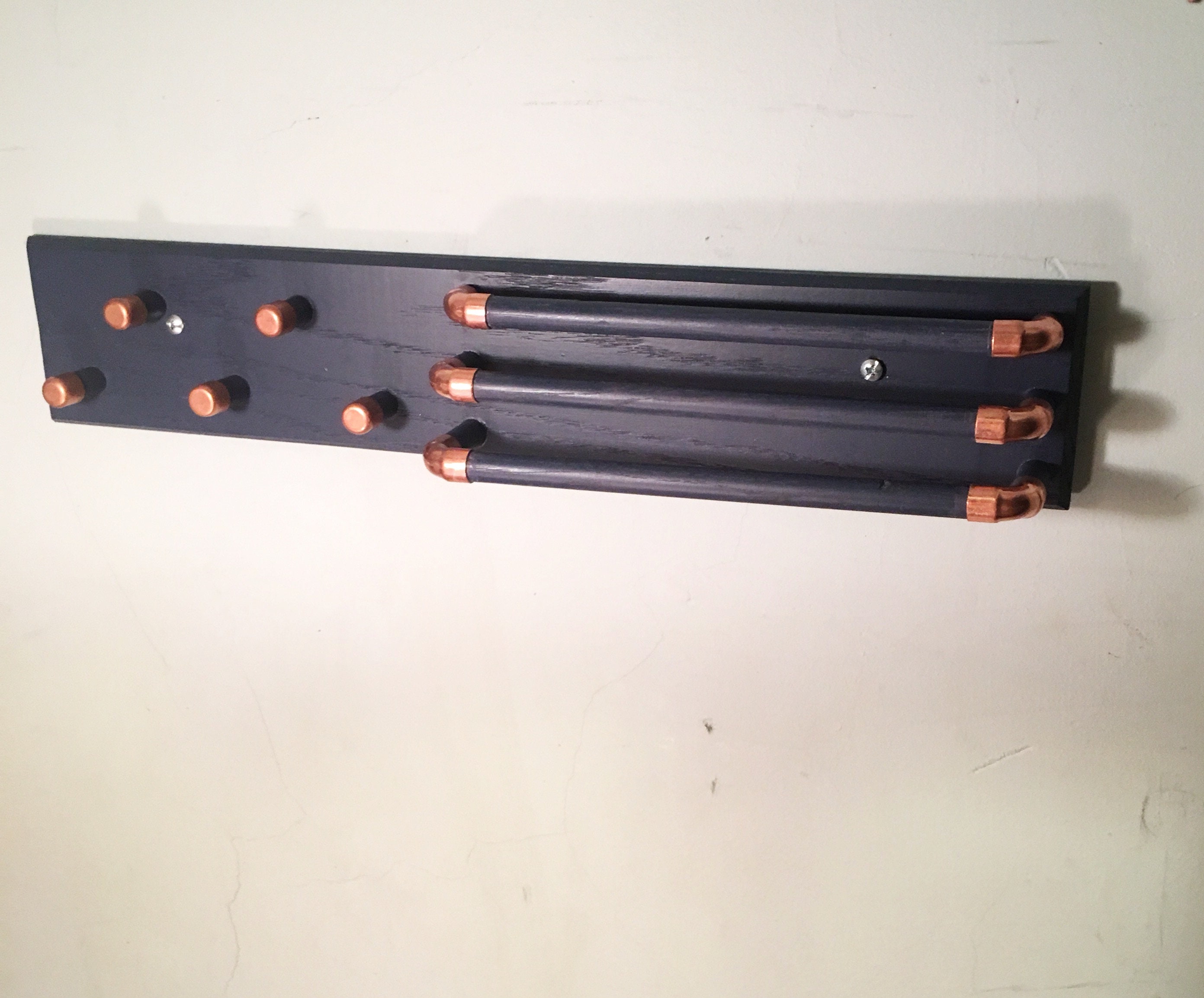 Navy Blue Tie and Belt Rack, Copper and Navy Tie Organizer, Tie Storage ...