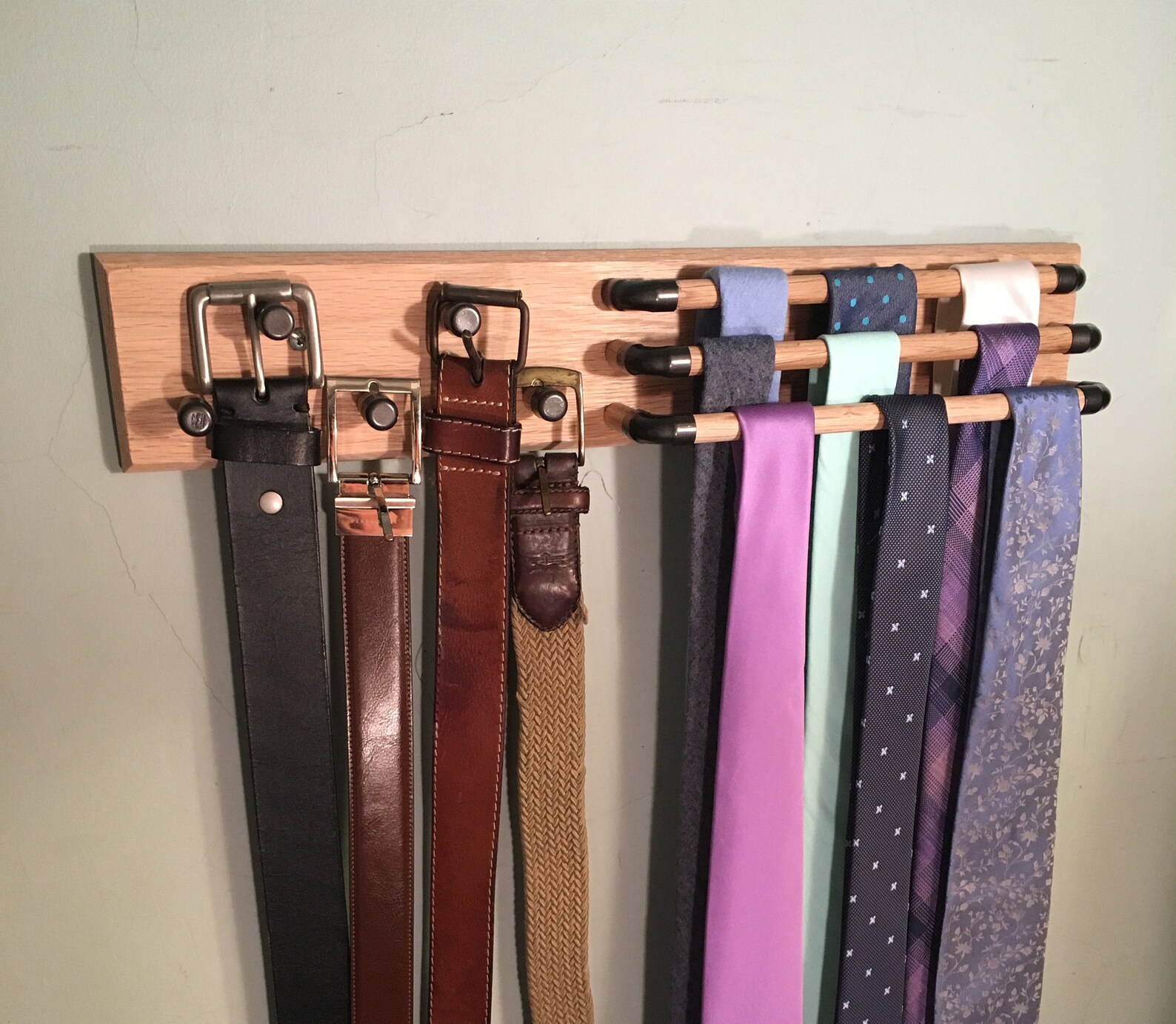 Natural Wood Belt and Tie Rack Wooden Clothing Organizer - Etsy