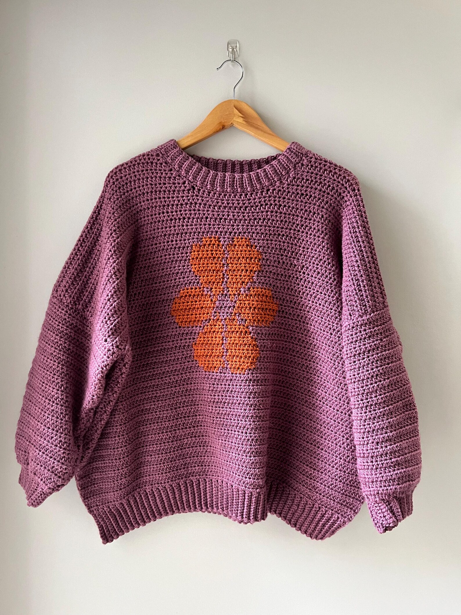 Crochet Flower Sweater Pattern - PDF Digital Download - Flower Design ...
