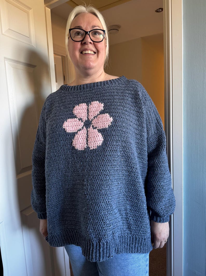 Crochet Flower Sweater Pattern - PDF Digital Download - Flower Design ...