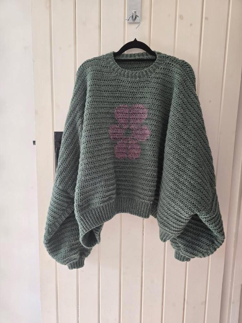 Crochet Flower Sweater Pattern - PDF Digital Download - Flower Design ...