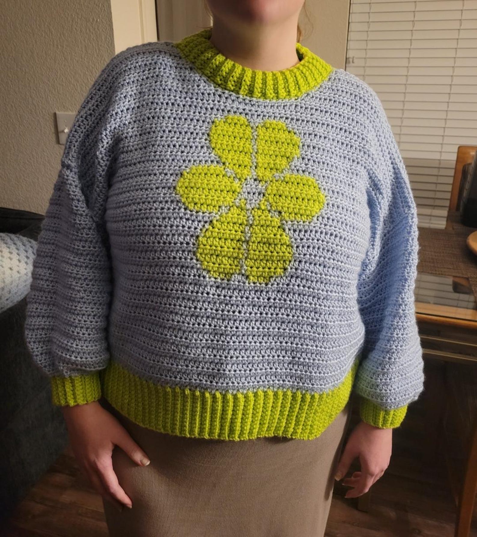Crochet Flower Sweater Pattern - PDF Digital Download - Flower Design ...
