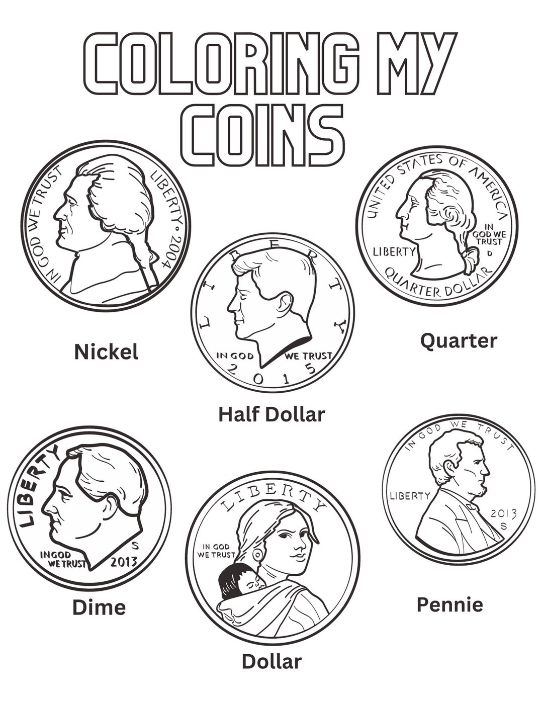 Financial Literacy for Kids Learning My Coins Printable Coloring Pages ...