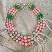 Triple Strand Rose and Green Gemstone Necklace Decorated With - Etsy