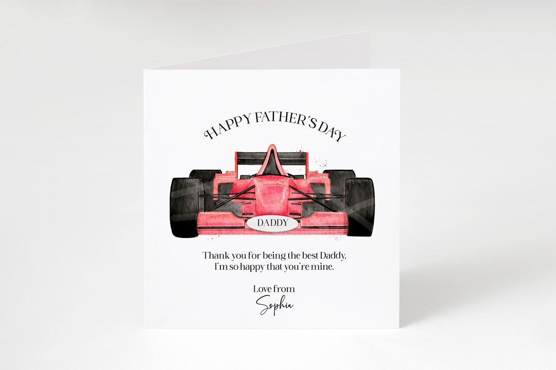 Personalised Happy Father's Day Racing Car Card - Etsy