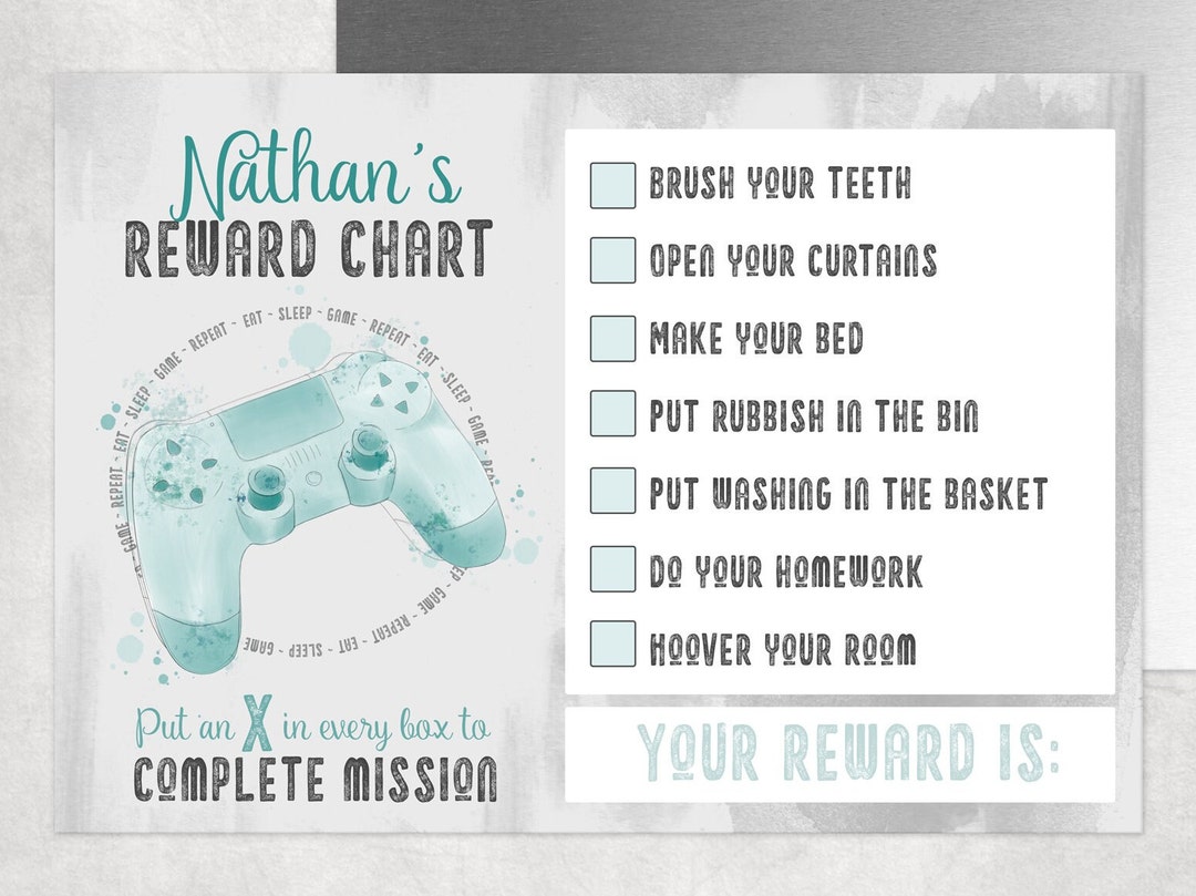 Personalised Gamer Reward Chart, Chore Chart, Gamer Gift, Behavior ...