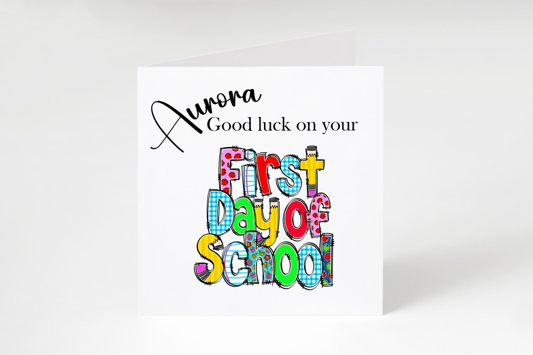 Good Luck, First Day of School Personalised Card - Etsy