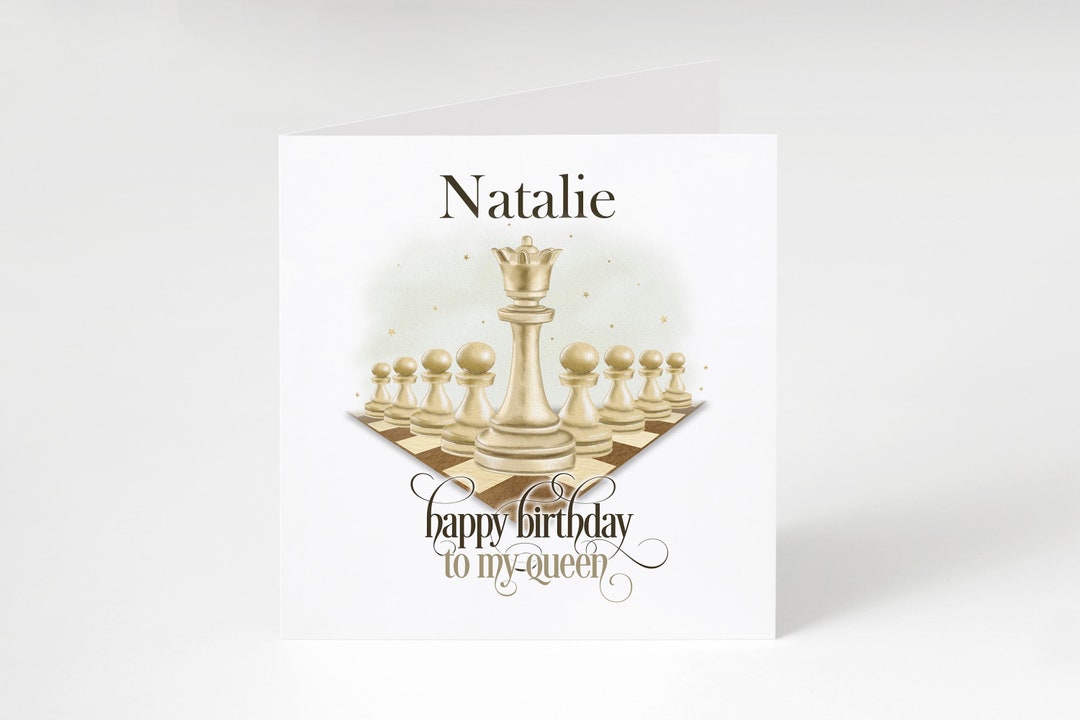 Personalised Happy Birthday Chess Queen Card - Custom Name Card - Etsy UK