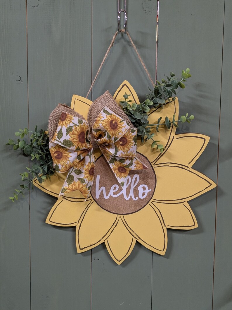 Sunflower Door Hanger. Front Door Decor - Etsy