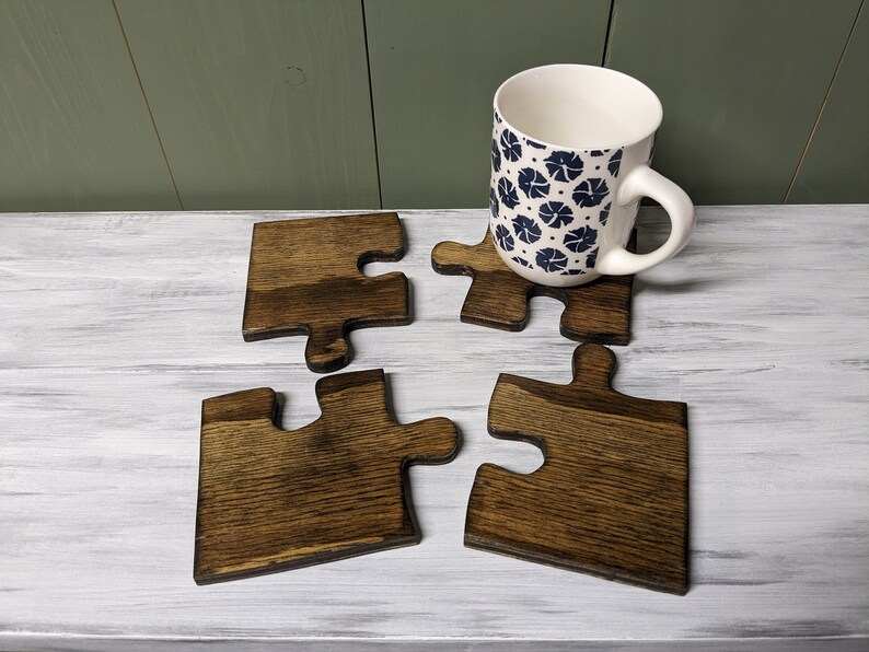 Wooden Puzzle Piece Coasters - Etsy